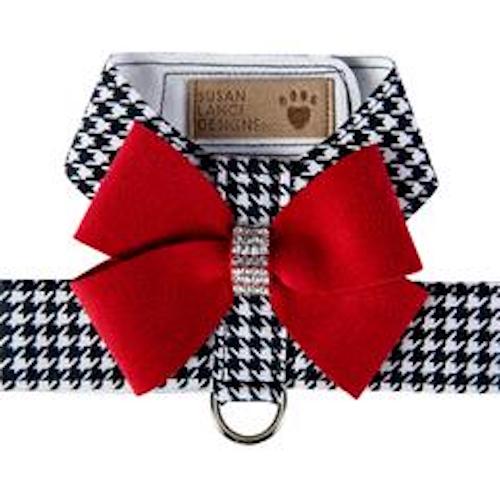 Black and White Houndstooth Red Nouveau Bow Tinkie Harness | Chloe Cole ...
